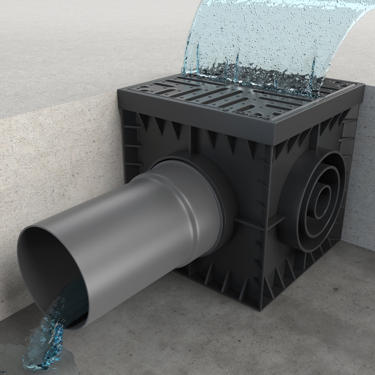 300x300 Plastic catch basin with cast iron grate, B125