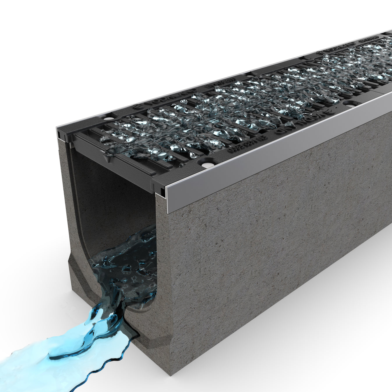 PRO DN200 Fibre Concrete Channel Drain With Cast Iron Grate, E600