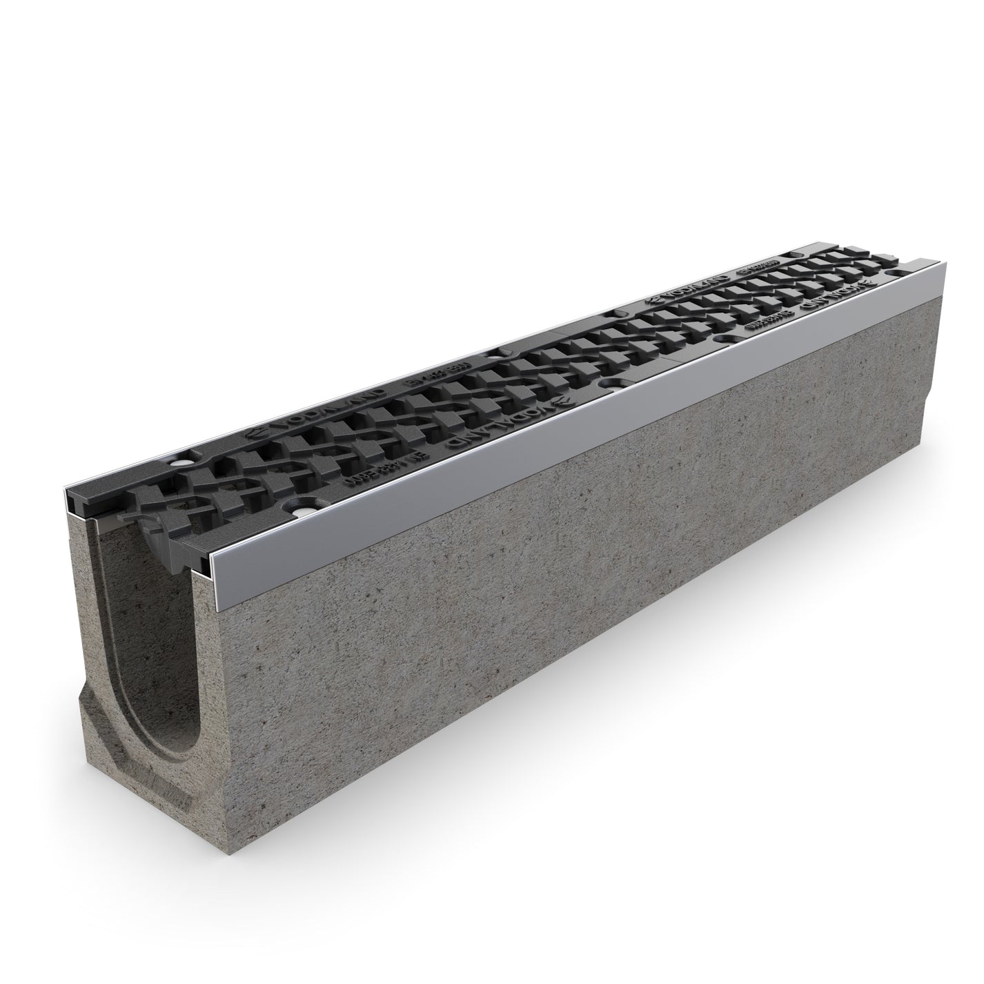 PRO DN100 Fibre Concrete Channel Drain With Cast Iron Grate, E600