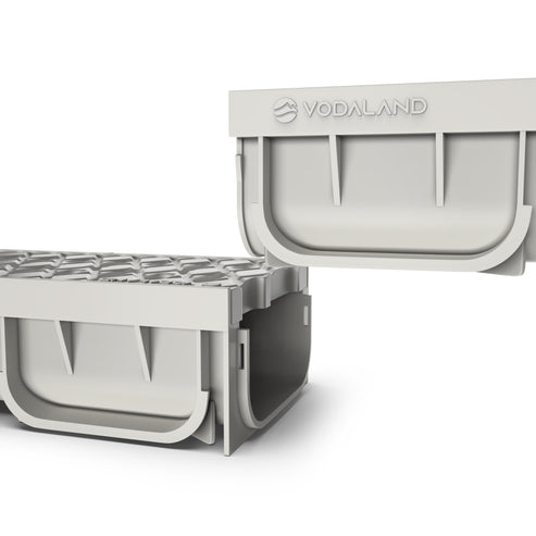 EASY 2 Channel Drain With Plastic Grate (Grey), A15