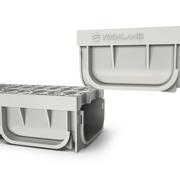 EASY 2 Channel Drain With Plastic Grate (Grey), A15